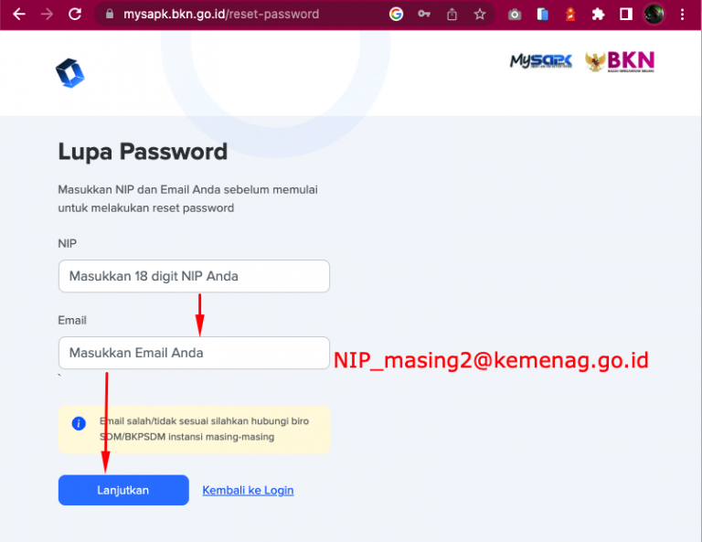 Cara Reset Password MySAPK BKN - Farazinux