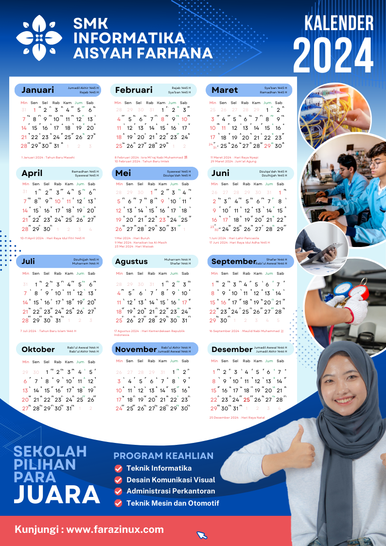 Desain Kalender Dinding 2024 | Download CDR, PNG dan PDF - Farazinux