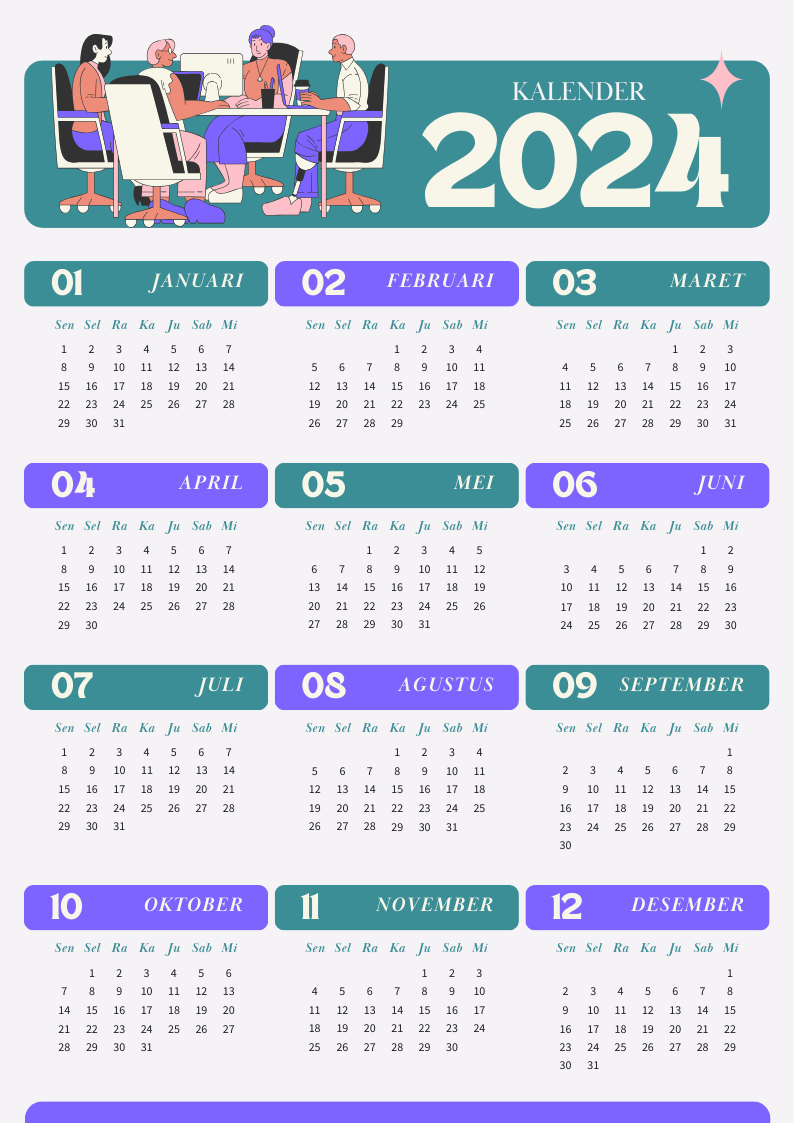 Desain Kalender Dinding 2024 | Download CDR, PNG dan PDF - Farazinux