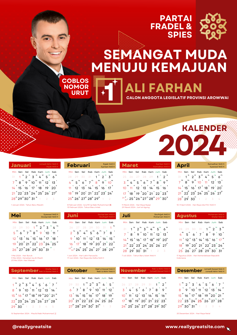 Desain Kalender Dinding 2024 | Download CDR, PNG dan PDF - Farazinux